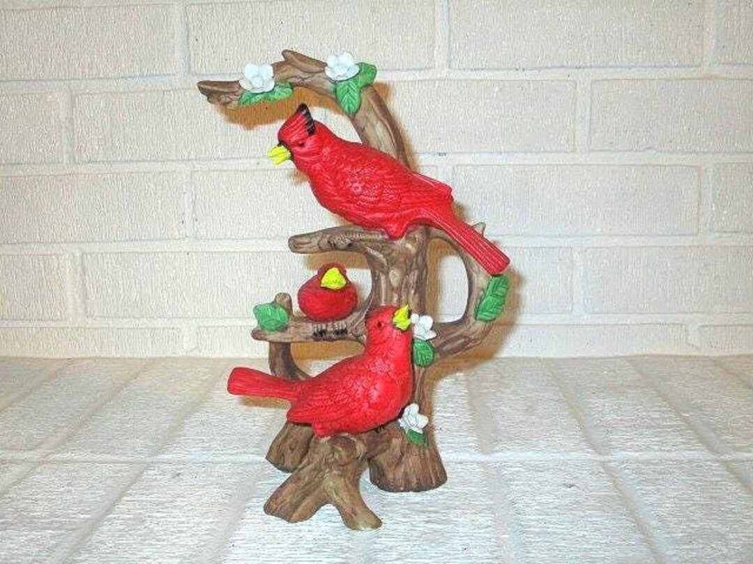 Porcelain Cardinal Family in a Tree Figurine, 9 Tall, Tabletop Decor - Etsy