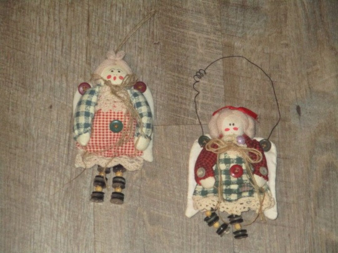 Vintage Button Leg Angel Ornament, Set of 2, Vintage Angel Doll, 6 Tall ...