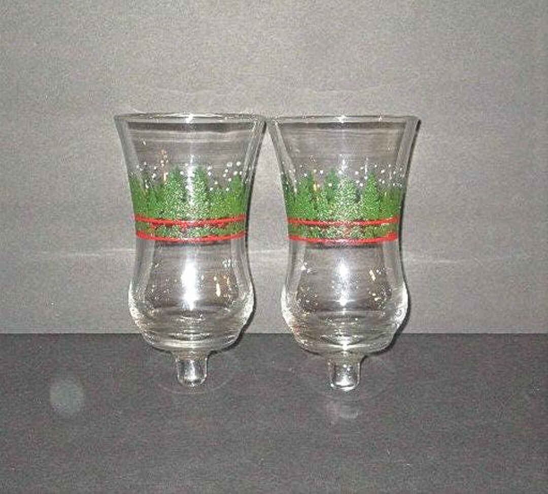 Raised Christmas Tree & Holly Design Clear Glass Sconce Votive Holder ...