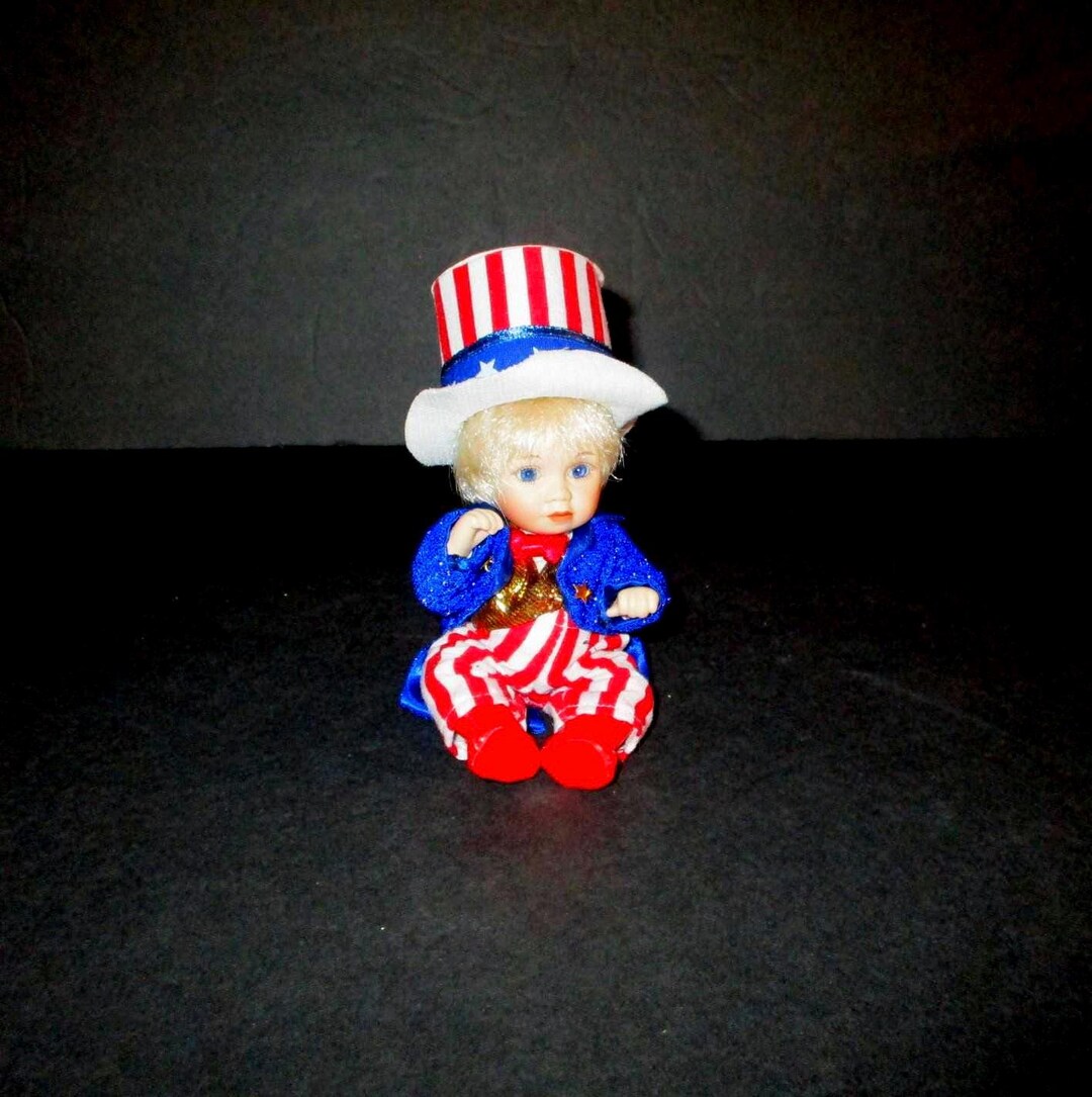Marie Osmond Uncle Sam Jointed Porcelain Doll, 6" Tall, Collectible ...