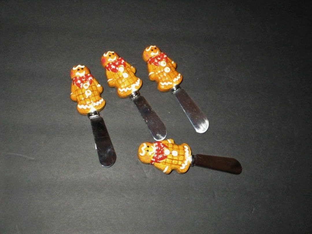 Porcelain Gingerbread Spreader Knife Set of 4, Cheese/ Butter ...