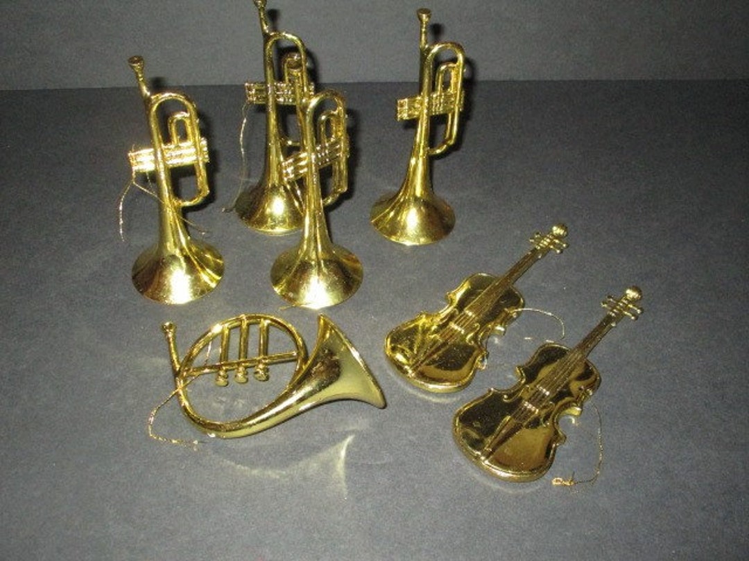 Gold Metallic Plastic Musical Instrument Ornaments Set of 7 - Etsy