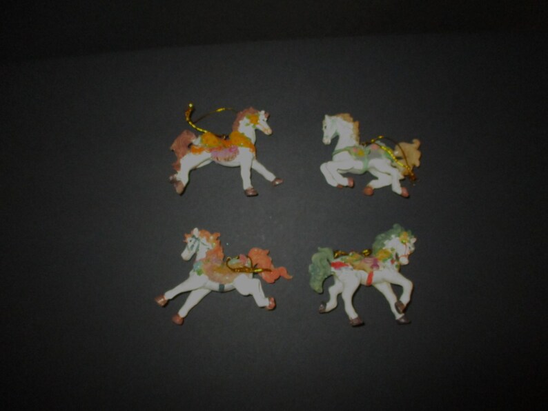 Glittered Resin Horse Ornament, Set of 4, Collectible - Etsy