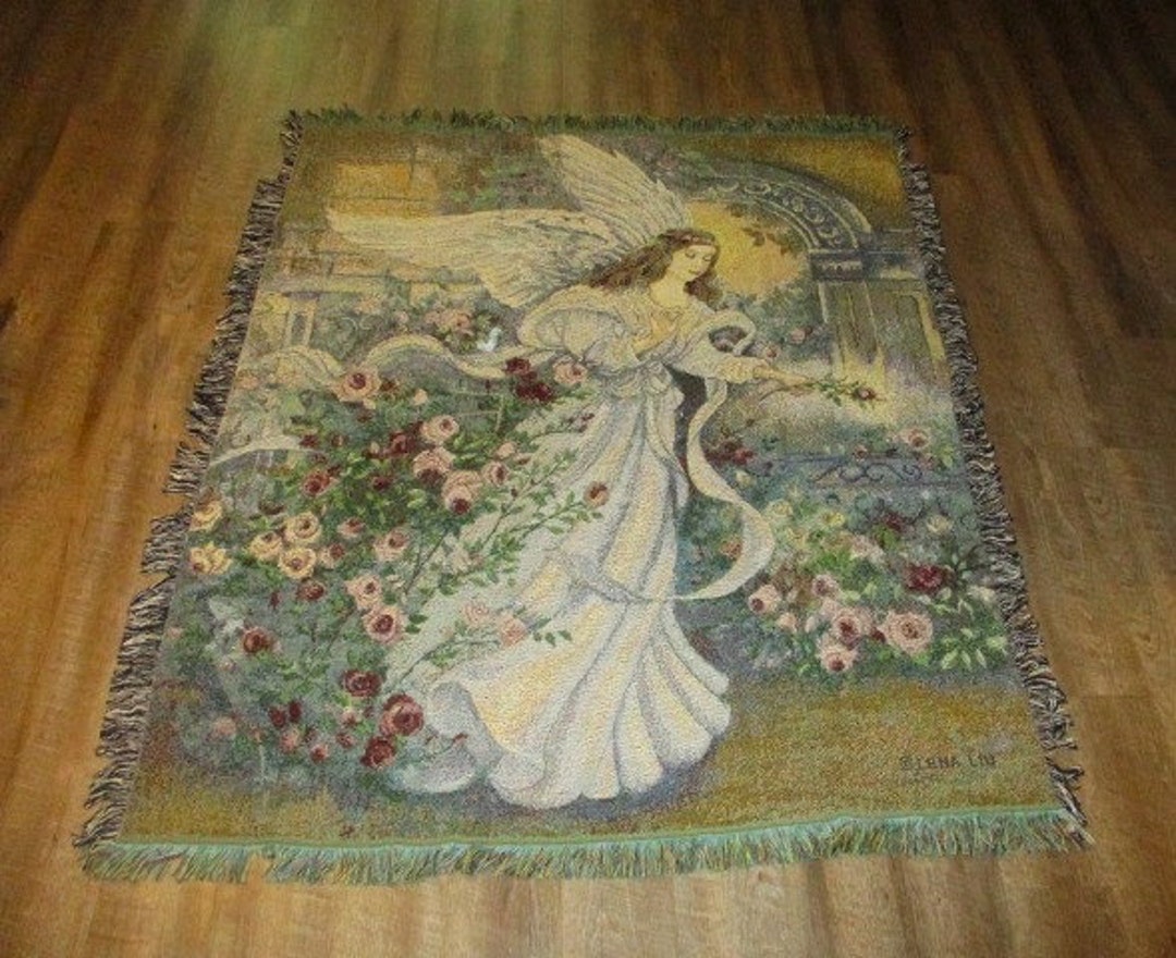 Angel of Love Afghan Throw, Tapestry Wall Hanging, Lena Liu, 60 X 50 ...