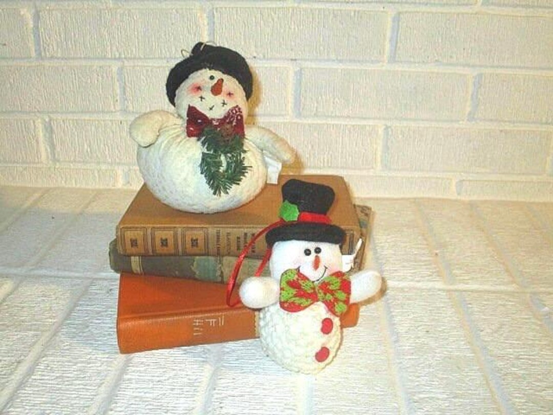 Plush Farmhouse/ Primitive Snowman Ornament, 5 1/2 Tall, Set of 2 ...