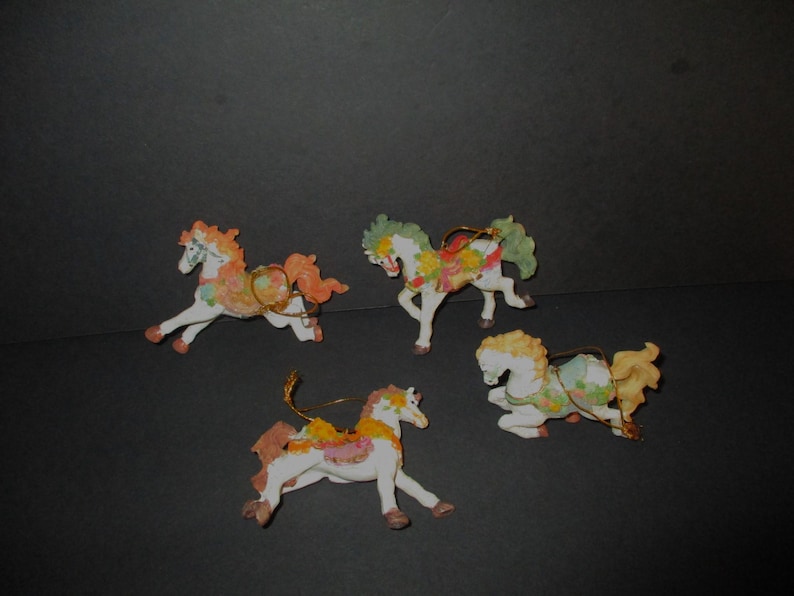 Glittered Resin Horse Ornament, Set of 4, Collectible - Etsy