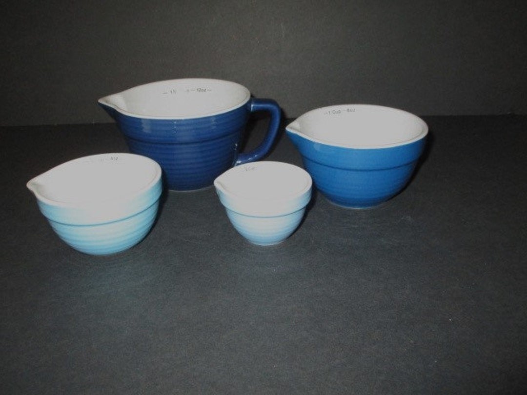 Nesting Stoneware Measuring Cups, Set of 4, Blue Ombre, 1/4 Cup to 1 1 ...