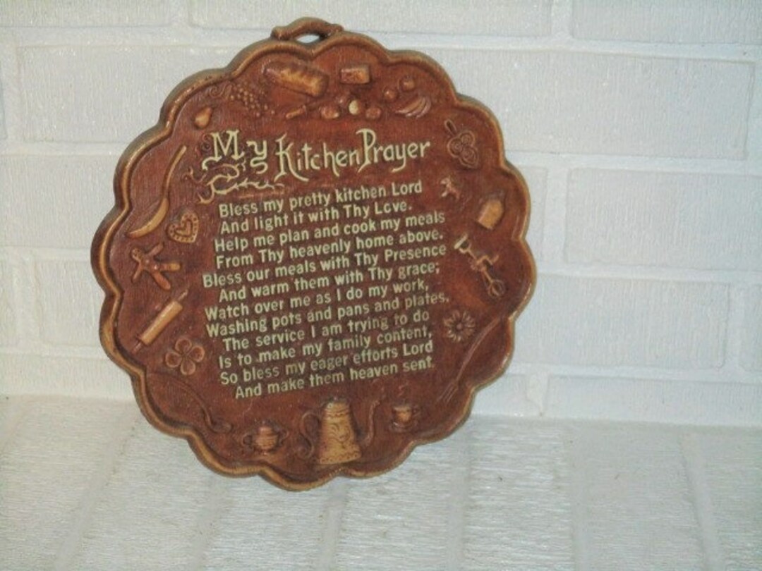 Vintage My Kitchen Prayer Wall Plaque Plastic Kitchen Plaque - Etsy