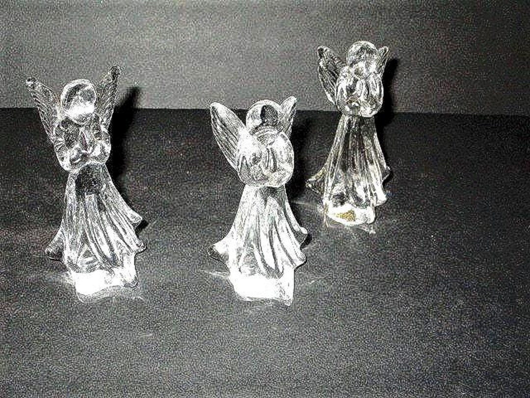 Mini Blown Clear Glass Praying Angel Figurine, 4 Tall, Set of 3, Paper ...
