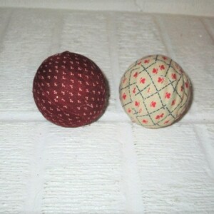 6 Primitive Rag Balls, 2 1/4" Diameter Homespun Fabric and Prim ...