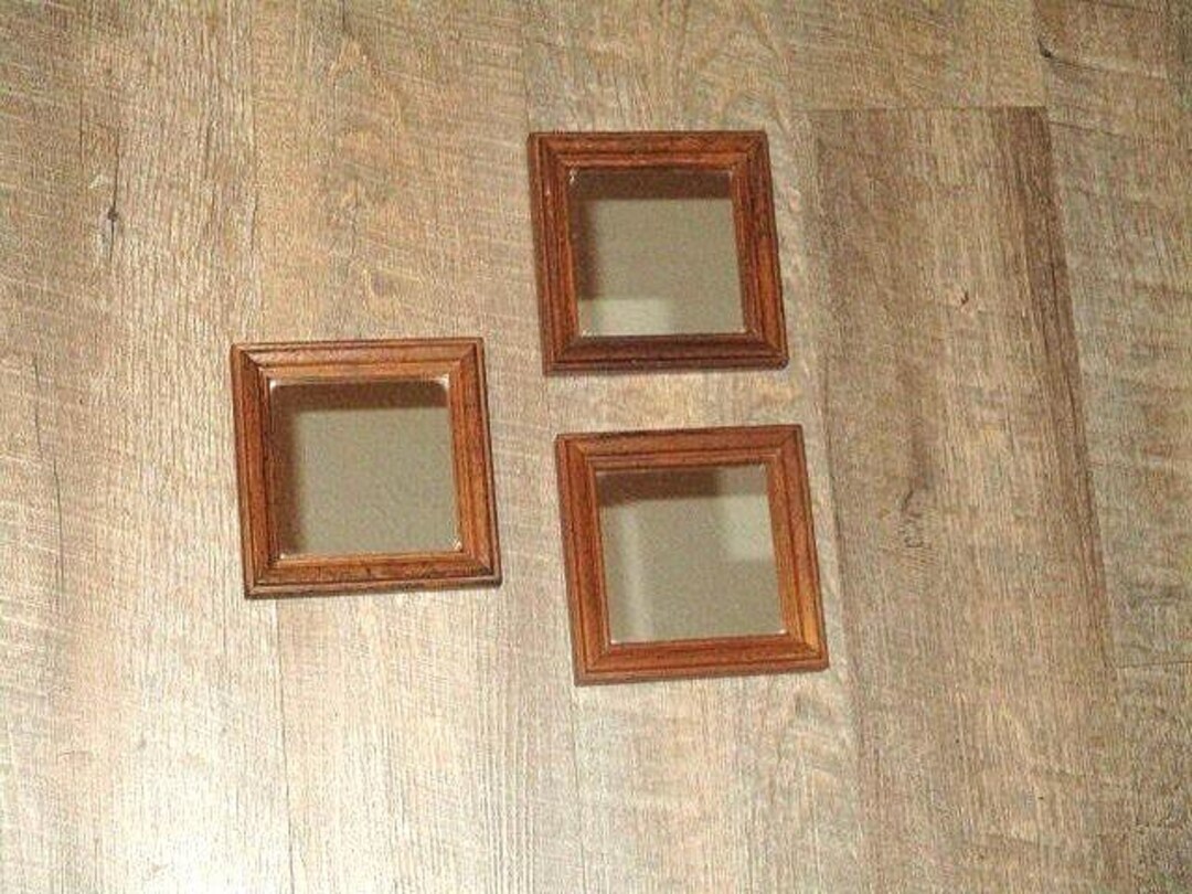 Mini Square Oak Frame Accent Mirror, Set of 3, Farmhouse/ BOHO Decor, 5 ...