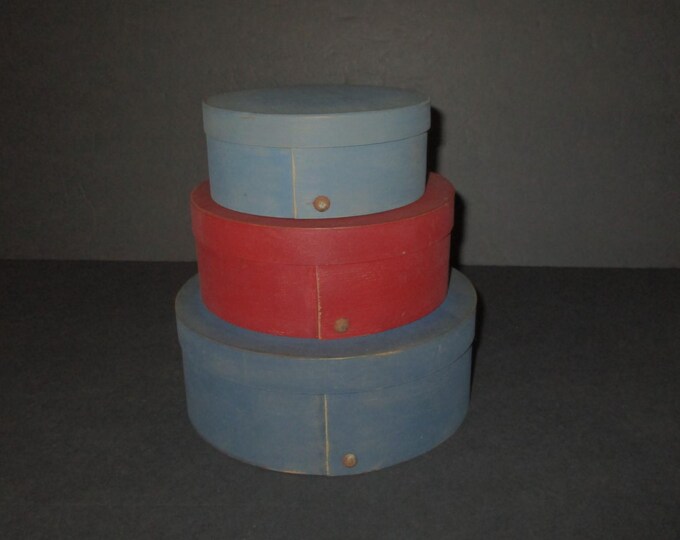 Wood Round Nesting Boxes With Distressed Detail, 7"tall, Primitive ...
