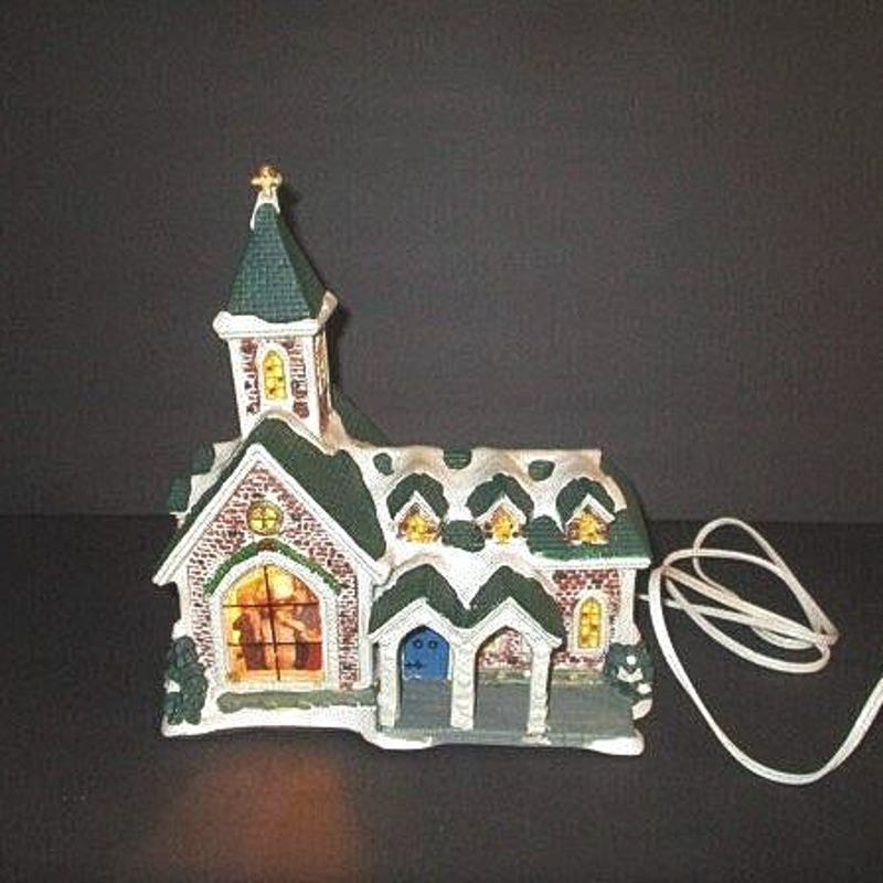 Lighted Ceramic Church - Etsy