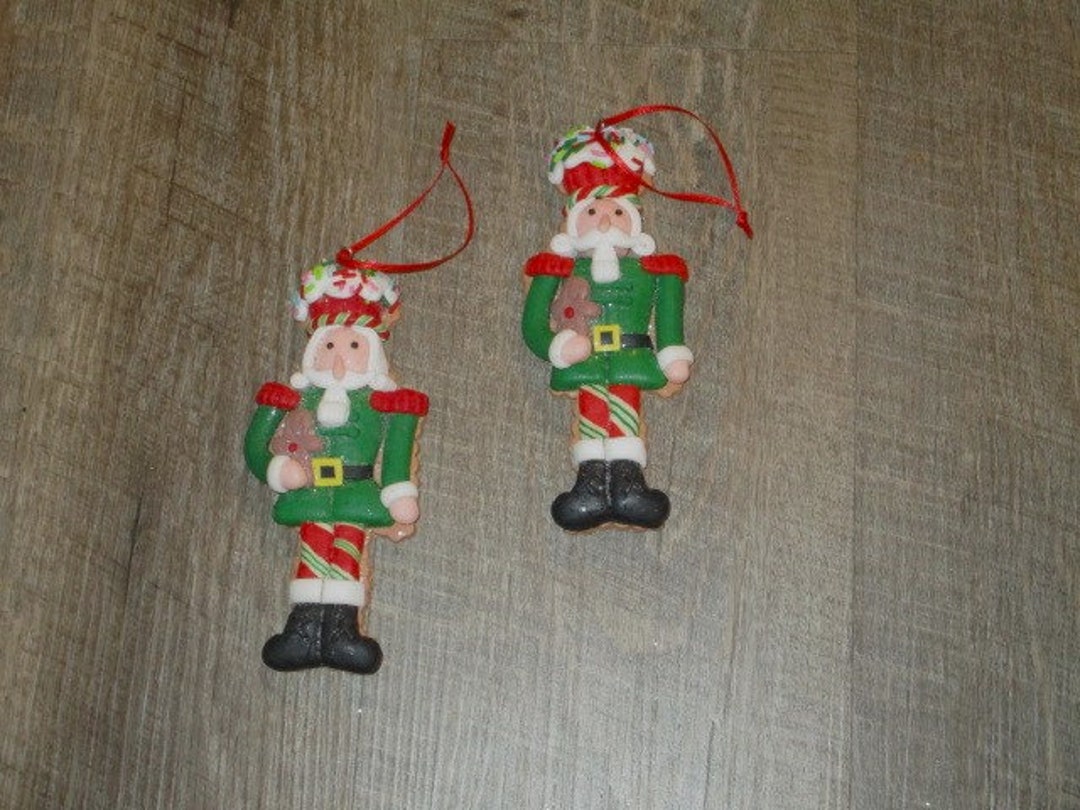 Glittered Poly Clay Nutcracker Ornaments Set of 2 Christmas - Etsy