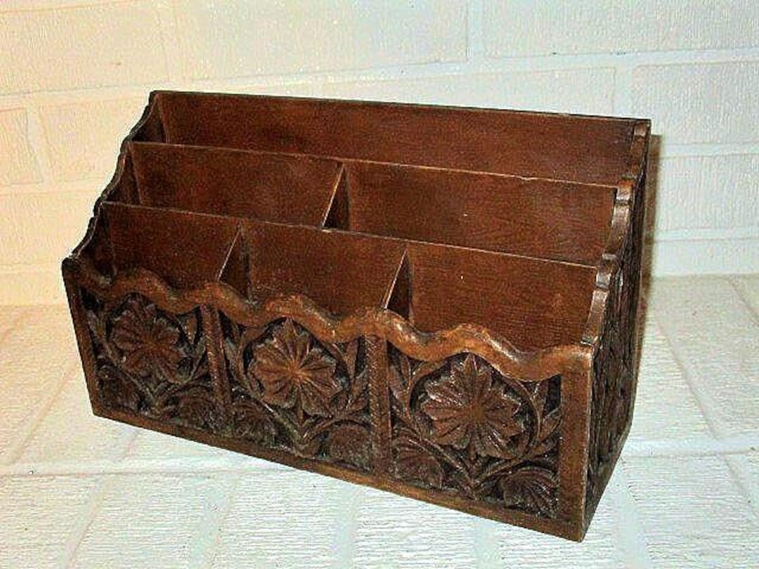 Lerner Faux Wood Desk Caddy Organizer With Floral Design, 12" Long X 7 ...