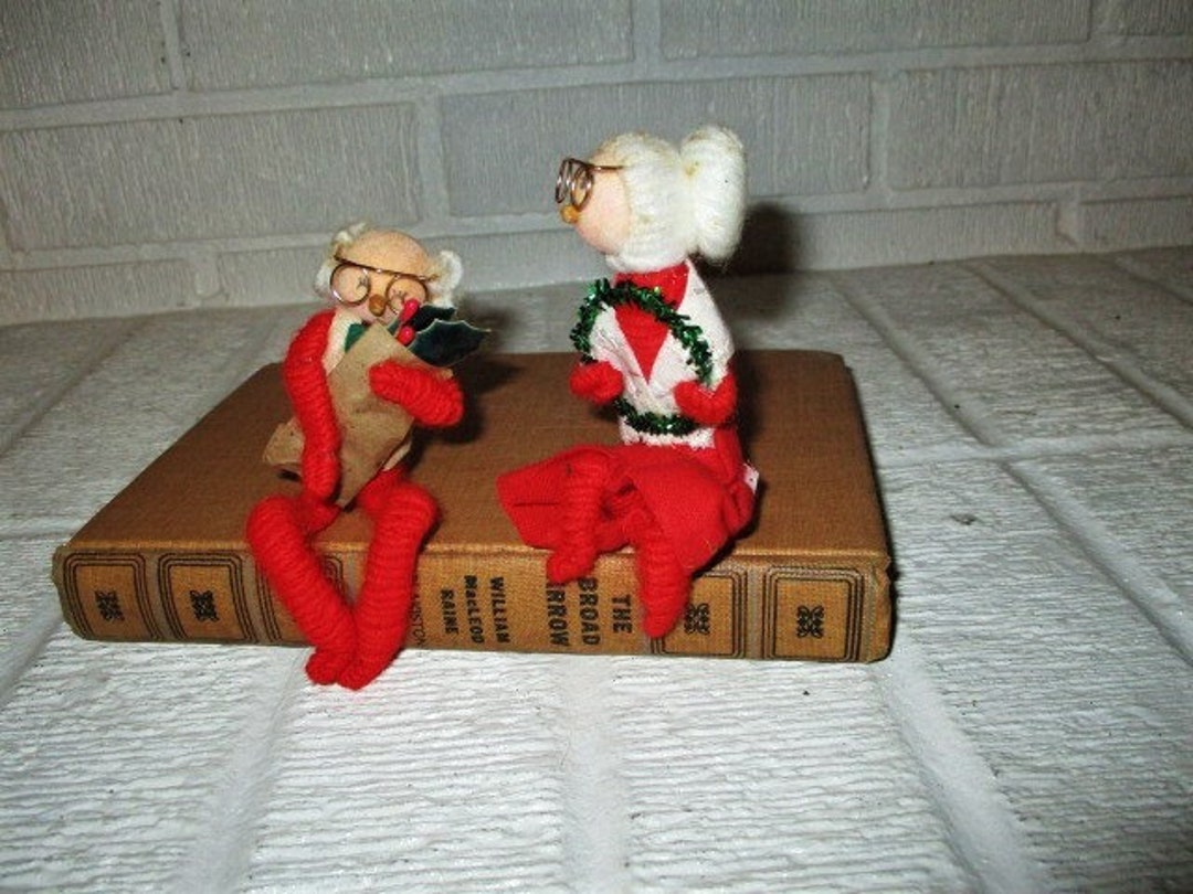 Mr. and Mrs. Santa Clause Mini Cloth Doll Figurine With Bendable Legs ...