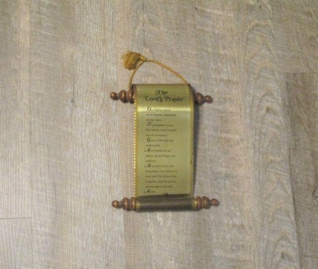 The Lords Prayer Scroll Brass Homco Plaque, 7" Wide X 8 1/2" Tall ...