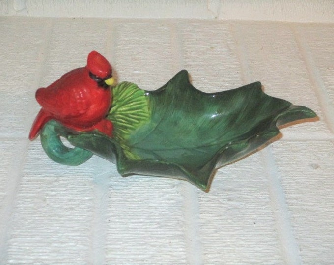 Vintage Cracker Barrel Cardinal and Holly Ceramic Trinket/ Candy Dish ...