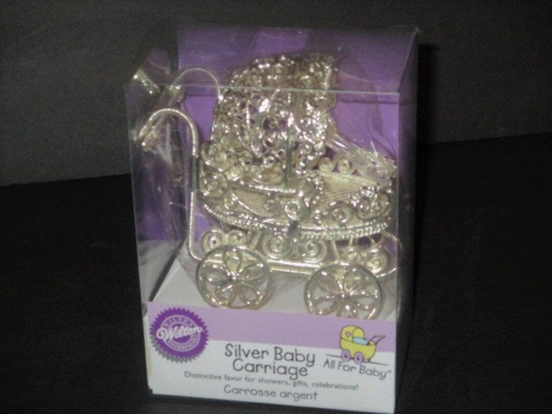 Silver Plated Mini Baby Carriage, Baby Shower Favor Carrier, 3 1/2 Tall ...