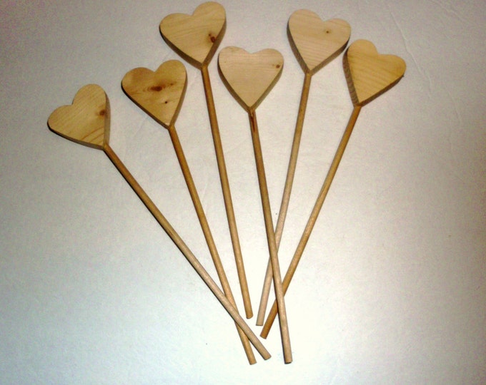 DIY Wedding Unfinished Wood Heart Sticks Set of 6 Photo - Etsy