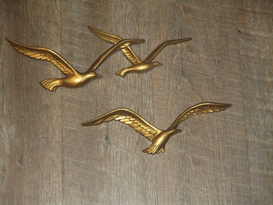 Vintage Home Interior, Flying Gold Plastic Seagulls, Set of 2, Vintage ...
