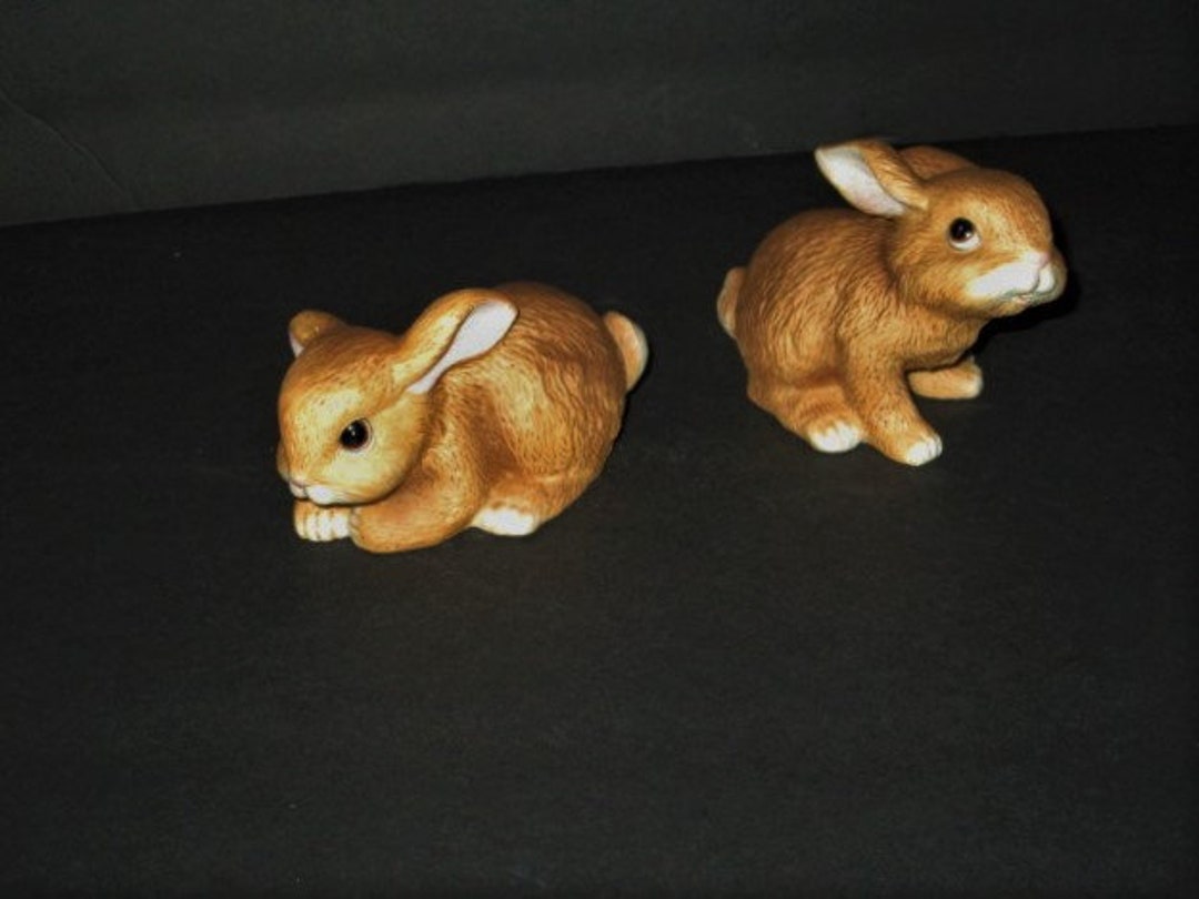 Ceramic Homco Rabbit Figurine, Set of 2, Tabletop Decor, 3 1/2" to 4 ...