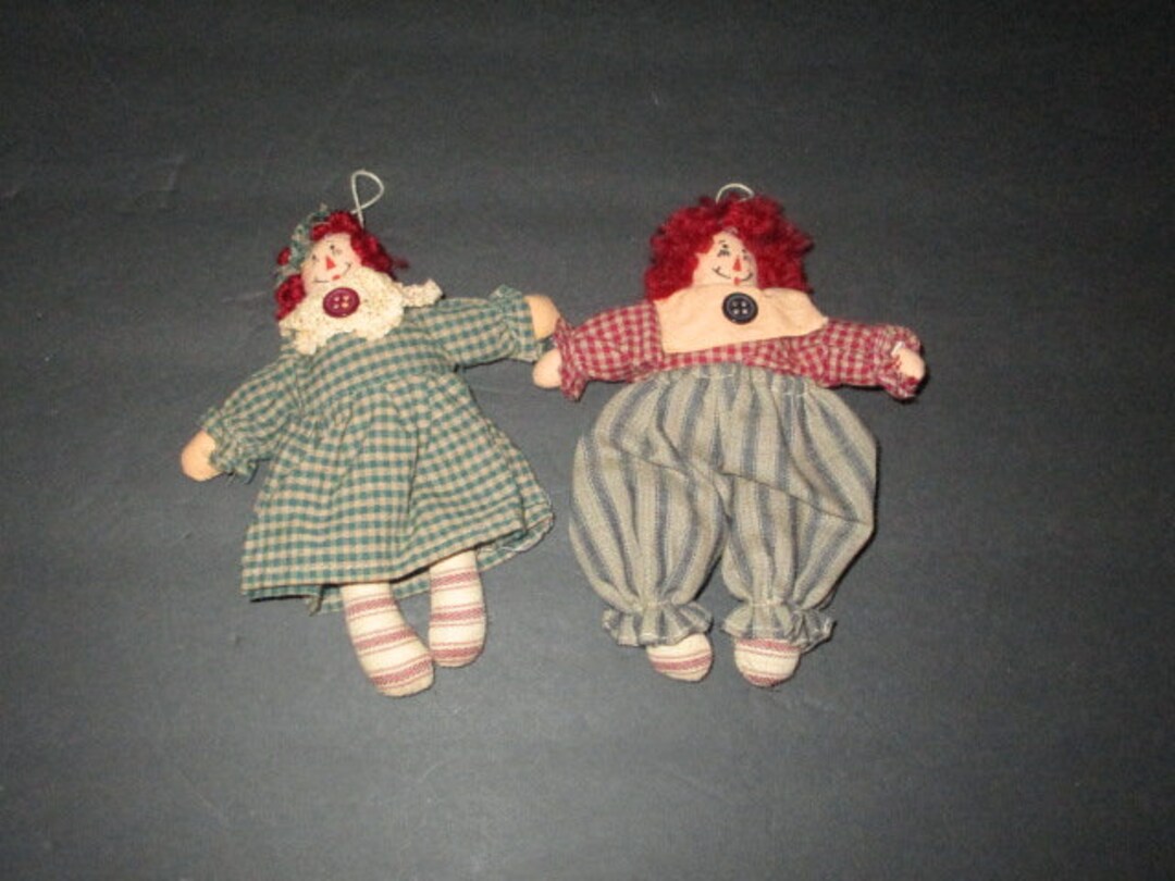 Raggedy Ann and Andy Ornament Set, 6 Tall, Primitive/ Farmhouse Decor ...