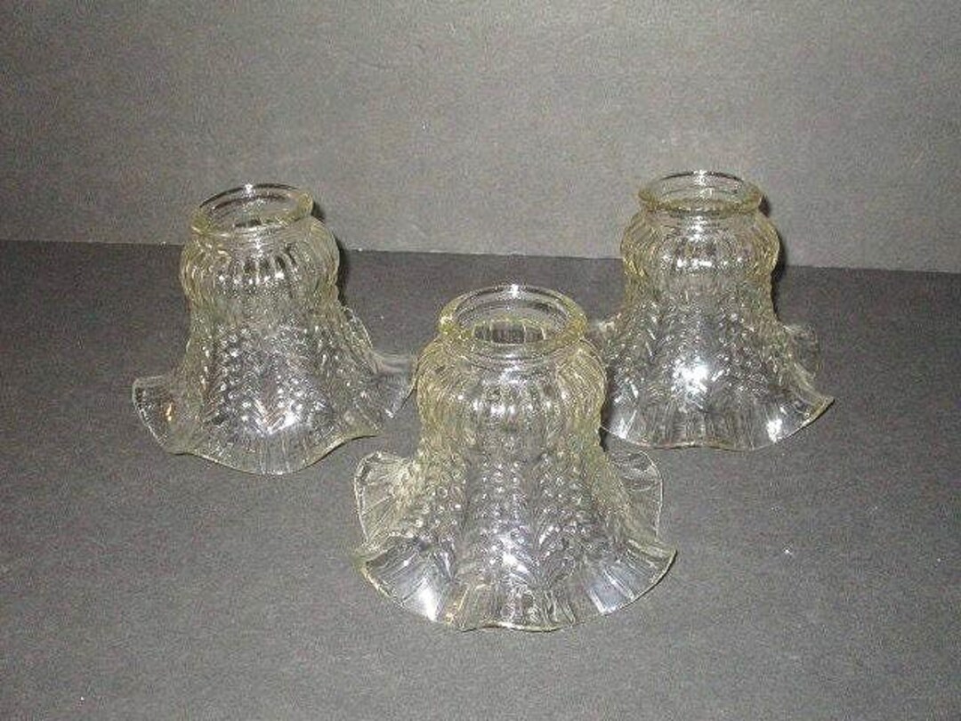 Tulip Clear Glass Light Fixture Shade, Set of 3 / With Ruffled Edge, 4 ...