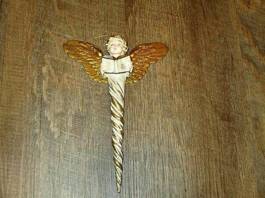 Dept 56 White and Gold Resin Icicle Angel Ornament With Brass Tin Wings ...