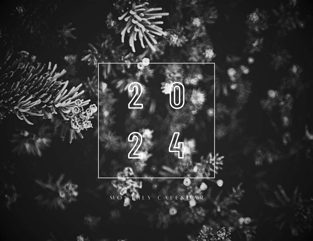 Printable 2024 Black and White Wall Calendar - Etsy