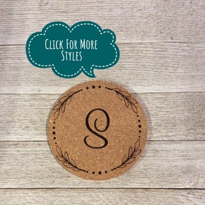 Monogram Cork Coasters, Cork Wedding Coasters, Personalized Set of 4 - Etsy
