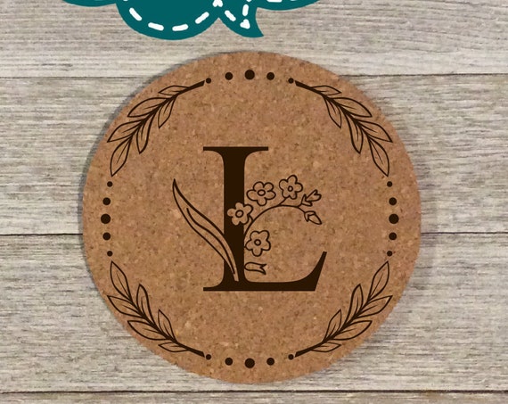 personalized cork coaster set, monogram cork coaster, wedding coasters ...