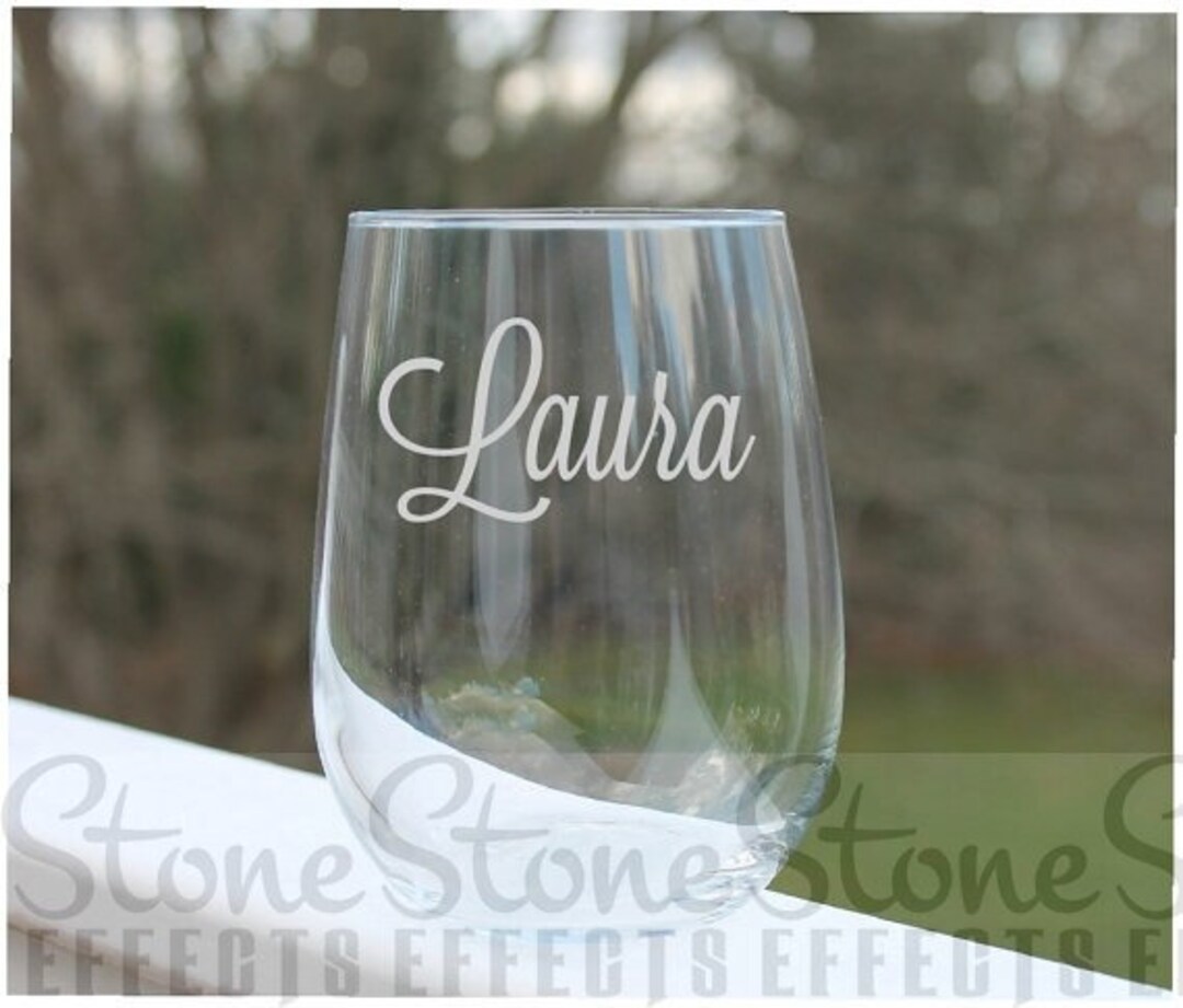 Personalized Etched Stemless Wine Glass: Custom Engraved Gift - Etsy