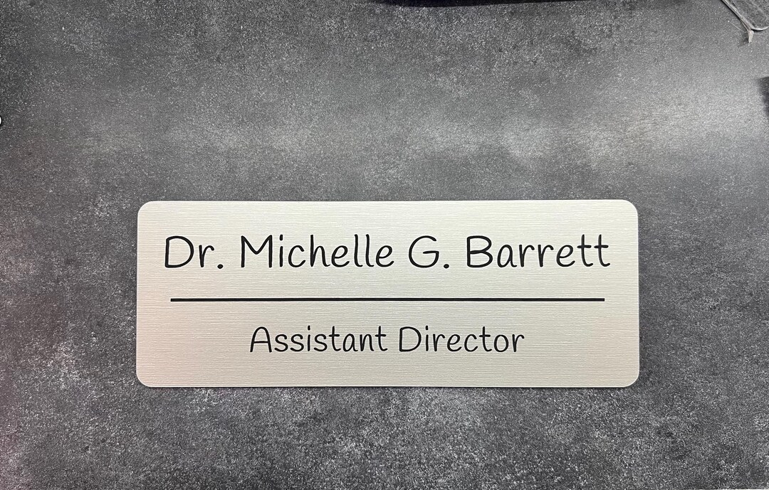 Personalized Office Door Sign: Engraved Silver Acrylic Name Plate (8x3 ...