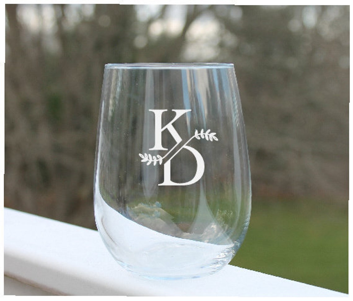 Etched stemless wine glass personalized wine glass wedding | Etsy