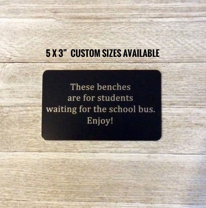 Engraved Metal Plaque Outdoor Sign Metal Signs Bench - Etsy
