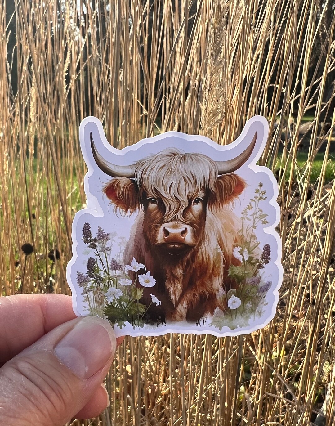Cow Sticker Vinyl Sticker Waterproof Sticker Cute Highland Cow With ...