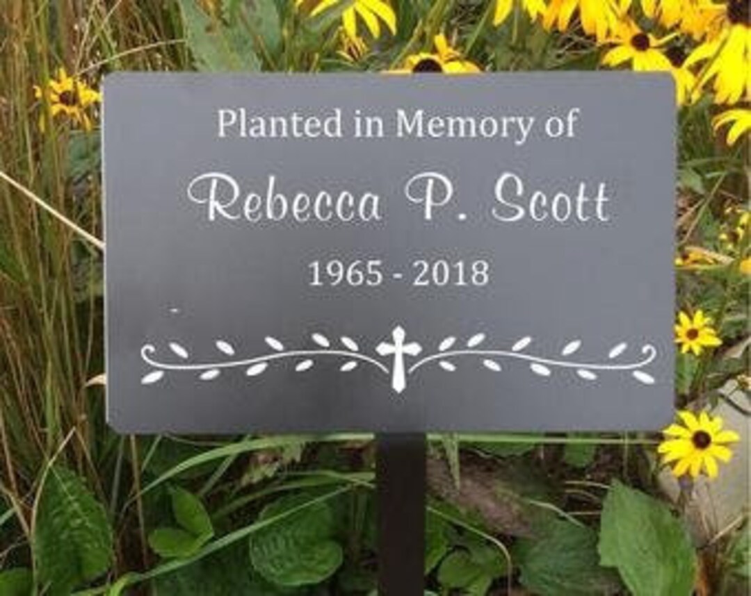 Memorial Plaque With Stake, Memorial Tree Marker, Metal Memorial ...