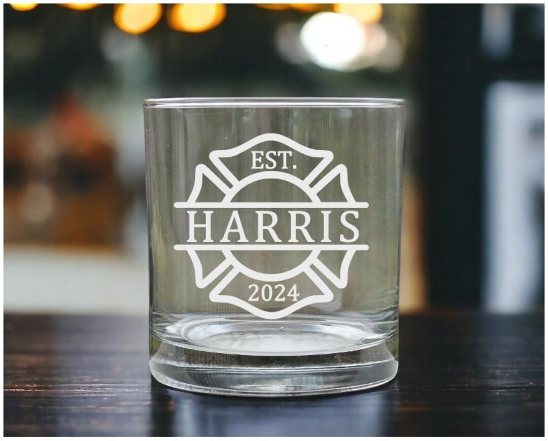 Personalized Firefighter Whiskey Glass: Etched Maltese Cross, Fire ...