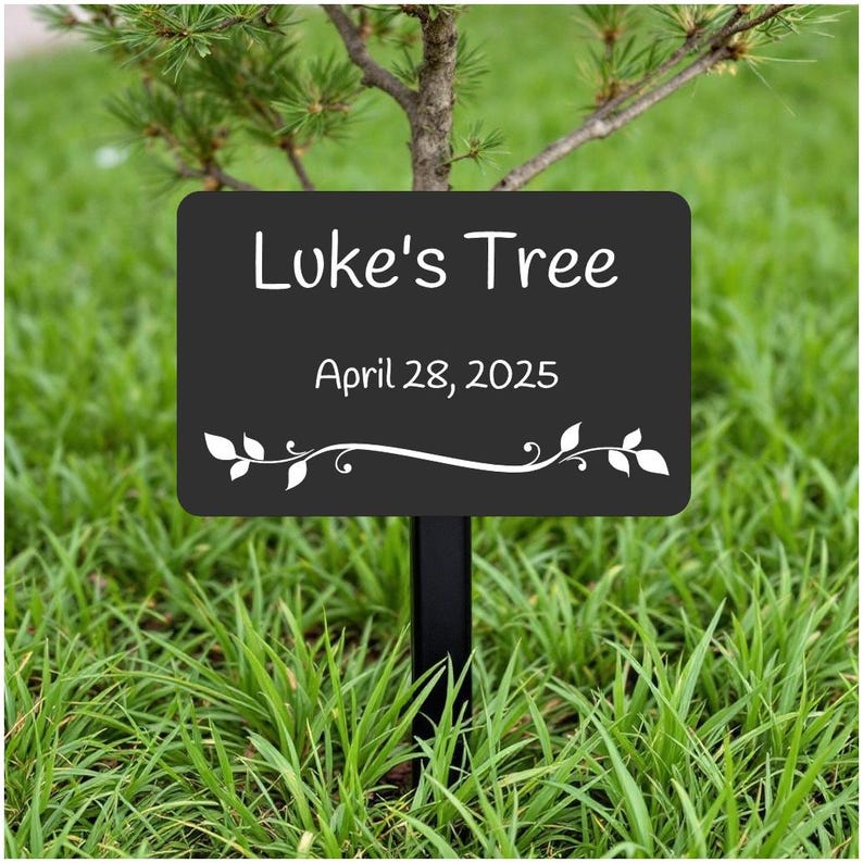 Tree Plaque Marker Metal Garden Sign 5x3" With Stake, Metal Name Plate ...