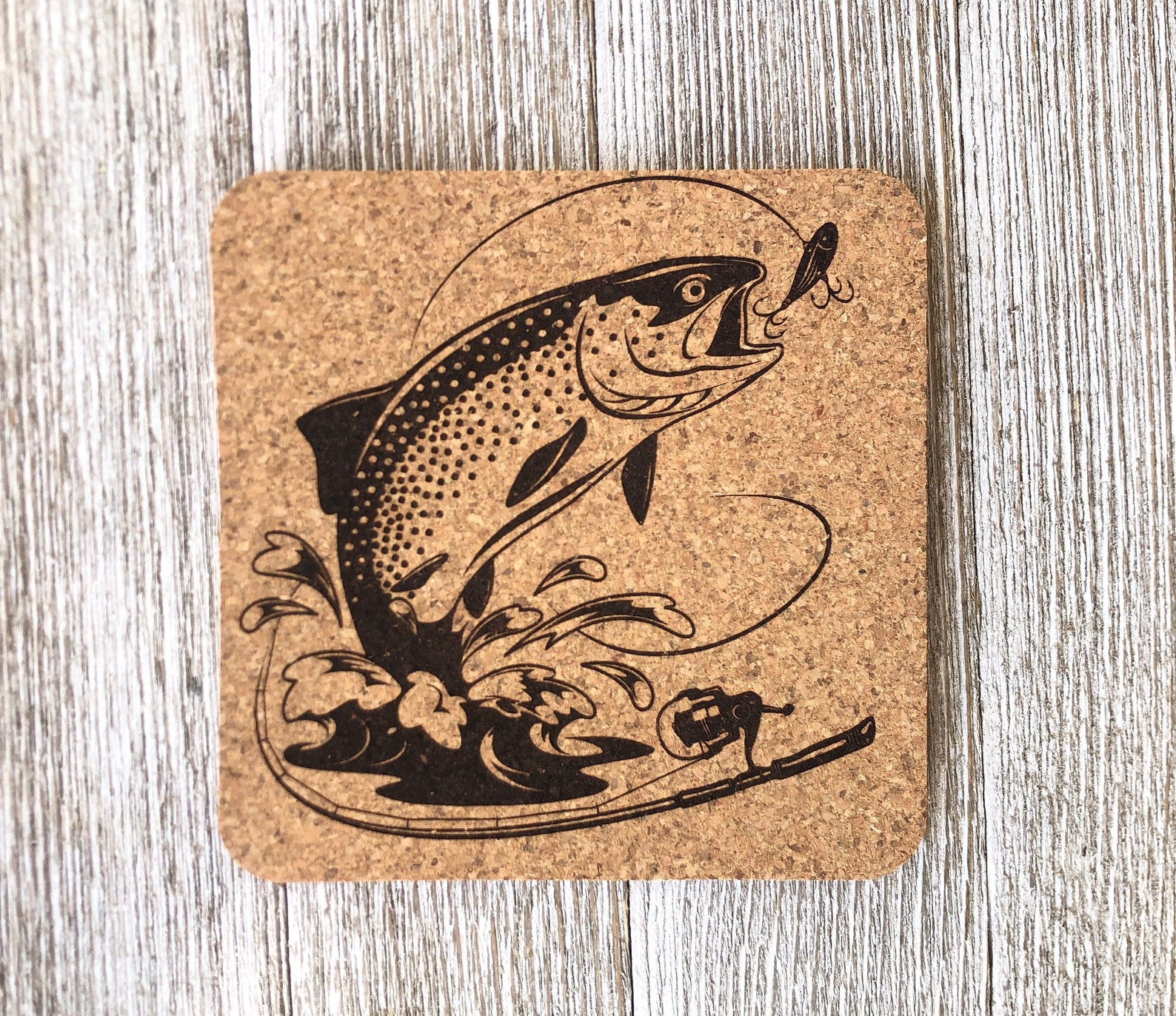 Square Cork Coasters Fishing Coasters Set of 4 Lake House - Etsy