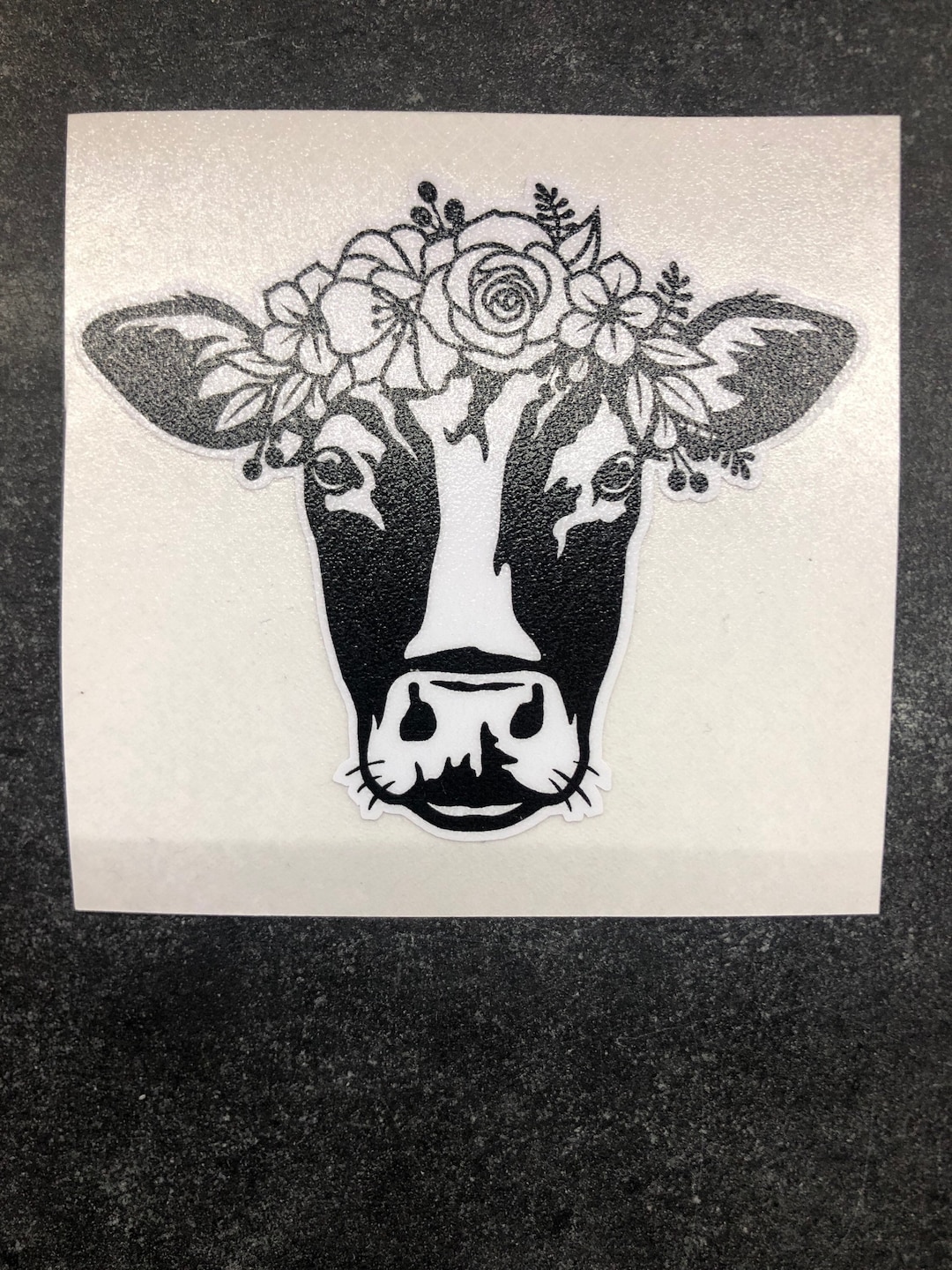 Cow Sticker, Vehicle Decal, Floral Cow Decal, Vinyl Sticker for Your ...
