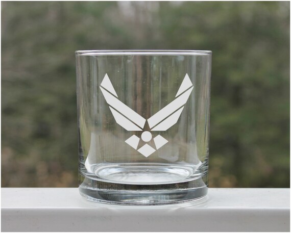 Etched Whiskey Glass Etched With Air Force Logo Air Force | Etsy