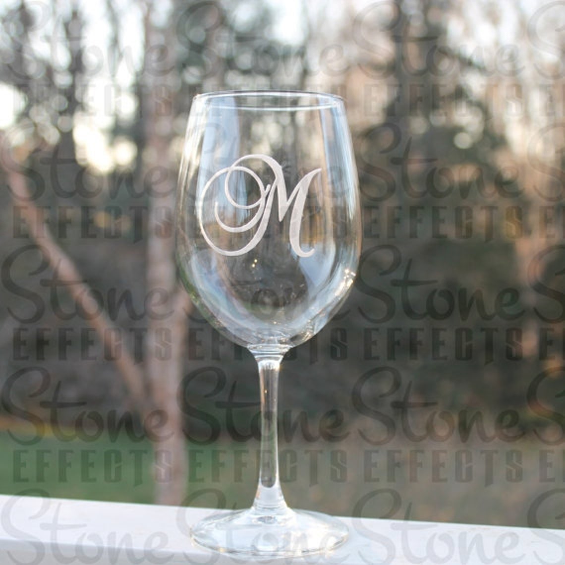Monogram Wine Glass Etched Wine Glass Personalized - Etsy