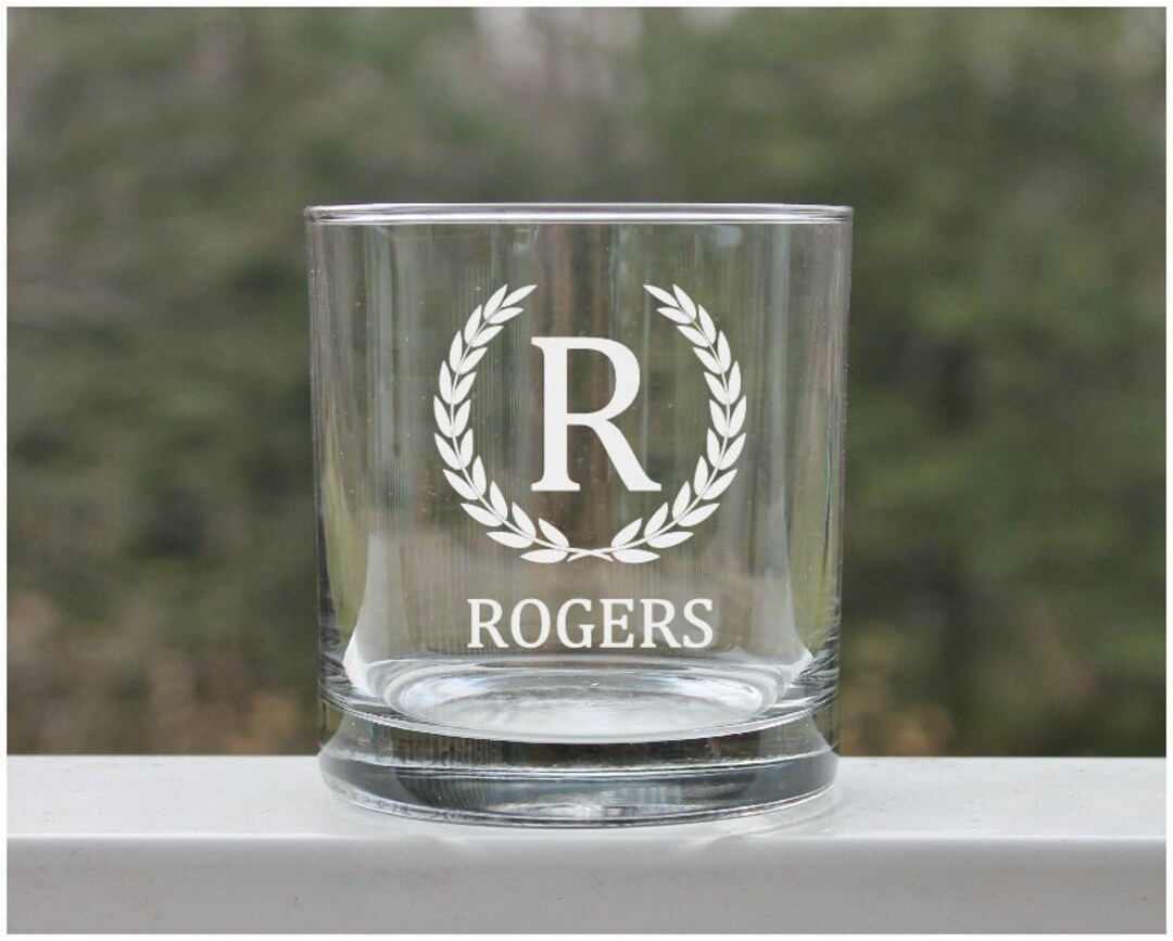 Custom Engraved Whiskey Glass With Monogram Initials, Personalized ...