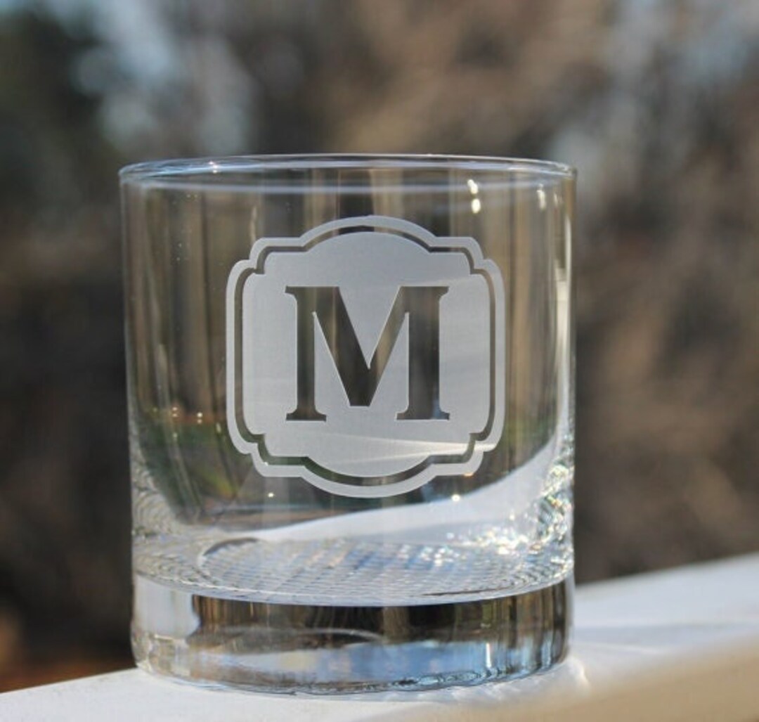 Engraved Initial Whiskey Glass, Custom Etched Monogram Whiskey Glass ...