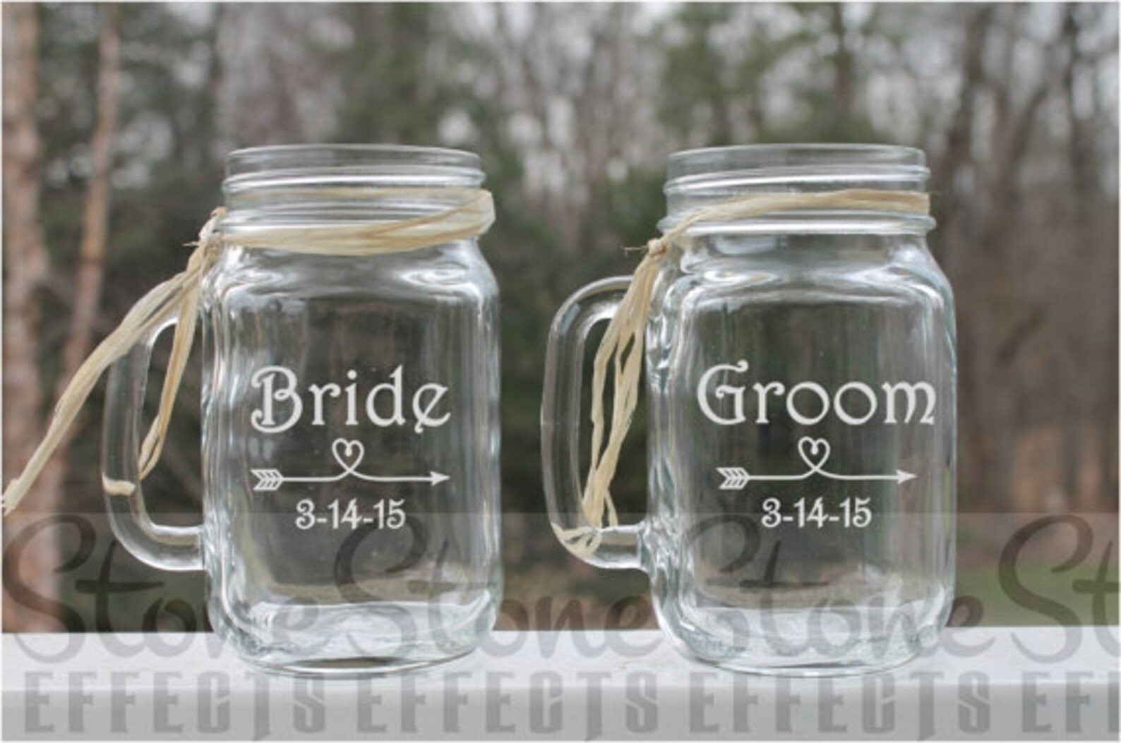 Engraved Mason Jar, Bride and Groom, Wedding Mason Jars, Monogrammed Mason Jar, Wedding Gift ...