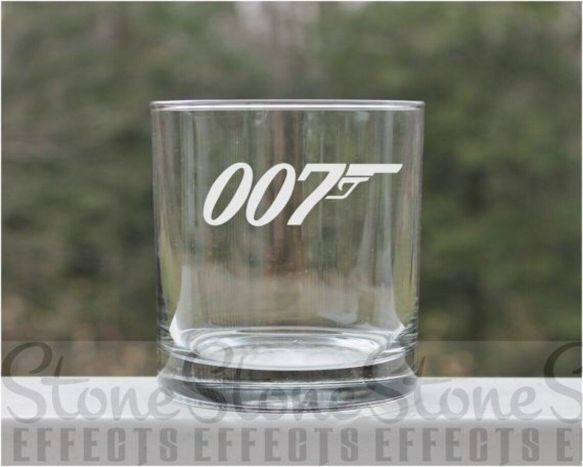 Etched 007 Whiskey Glass – James Bond Scotch Glass- Fun Scotch Glass - Etsy