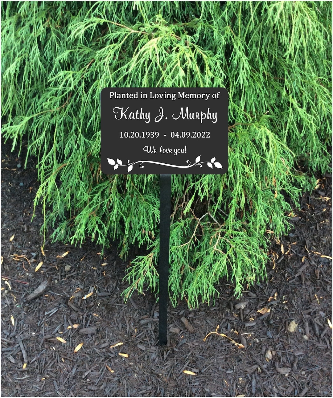 Personalized Memorial Garden Plaque With Stake: Engraved Metal Tree ...