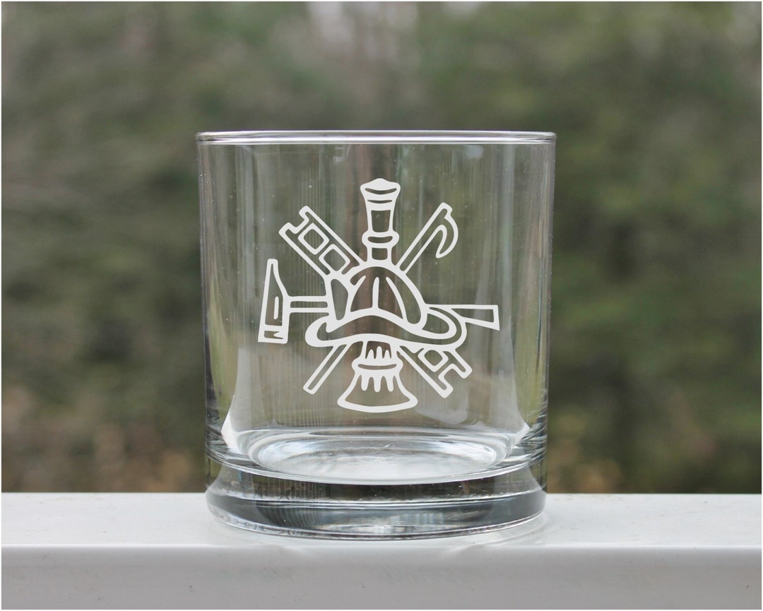 Custom Firefighter Etched Whiskey Glasses, Firemen Glass, Fire Dept ...
